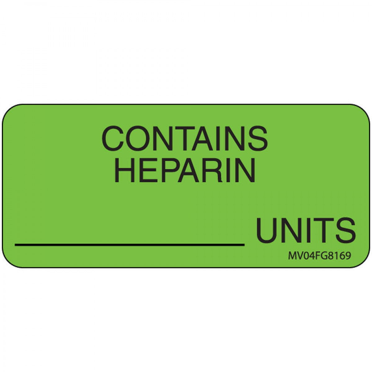Label Paper Removable Contains Heparin 1" Core 2 1/4" X 1 Fl. Green 42 ...