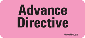 Label Paper Removable Advance Directive 1" Core 2 1/4" X 1 Fl. Pink 42 ...