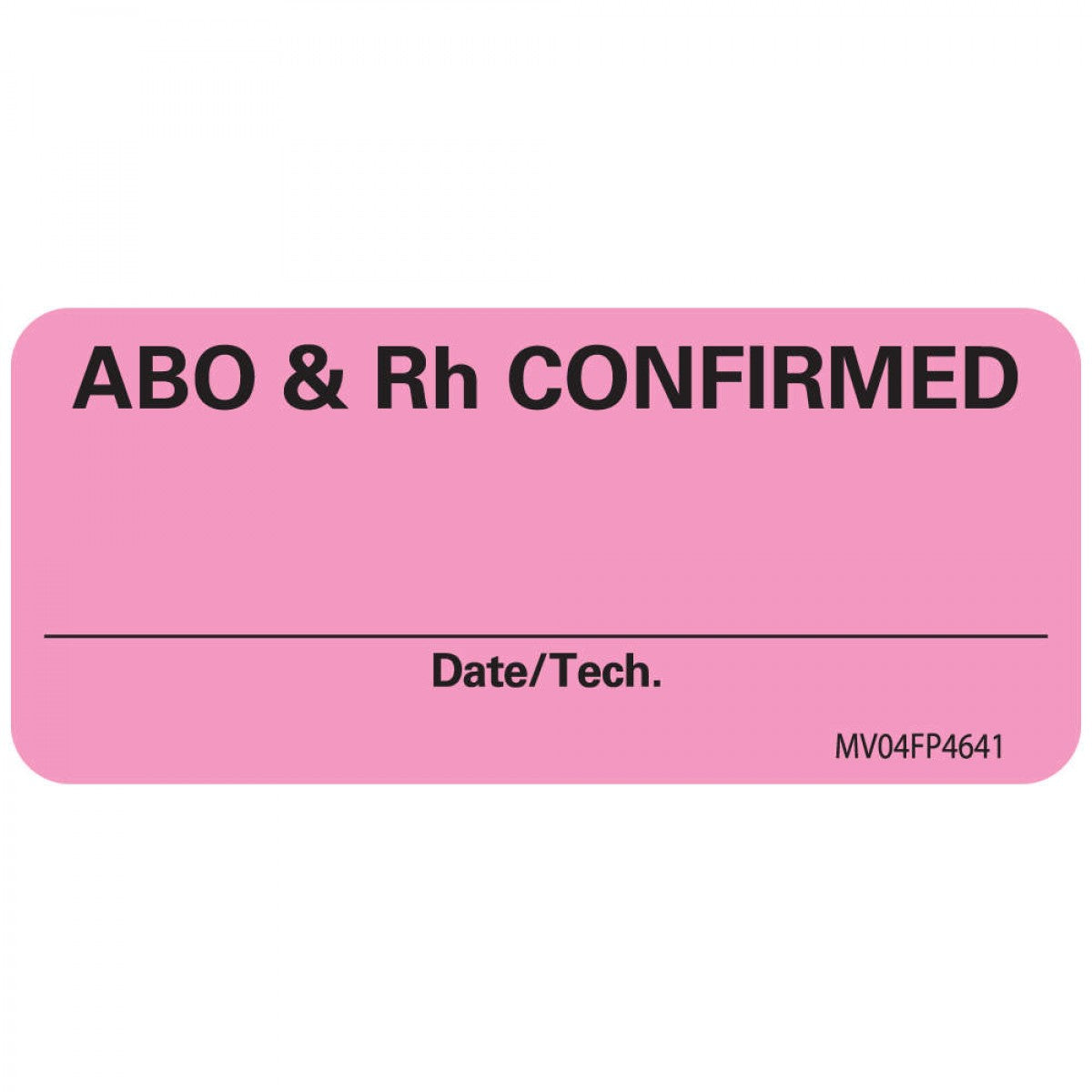 Lab Communication Label (Paper, Removable) Abo & Rh 2 1/4" X 1 Fluores ...