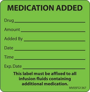 Label Paper Removable Medication Added 1" Core 2 7/16" X 2 1/2" Fl. Gr ...