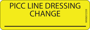 Label Paper Permanent Picc Line Dressing 1" Core 2 15/16" X 1 Yellow 3 ...