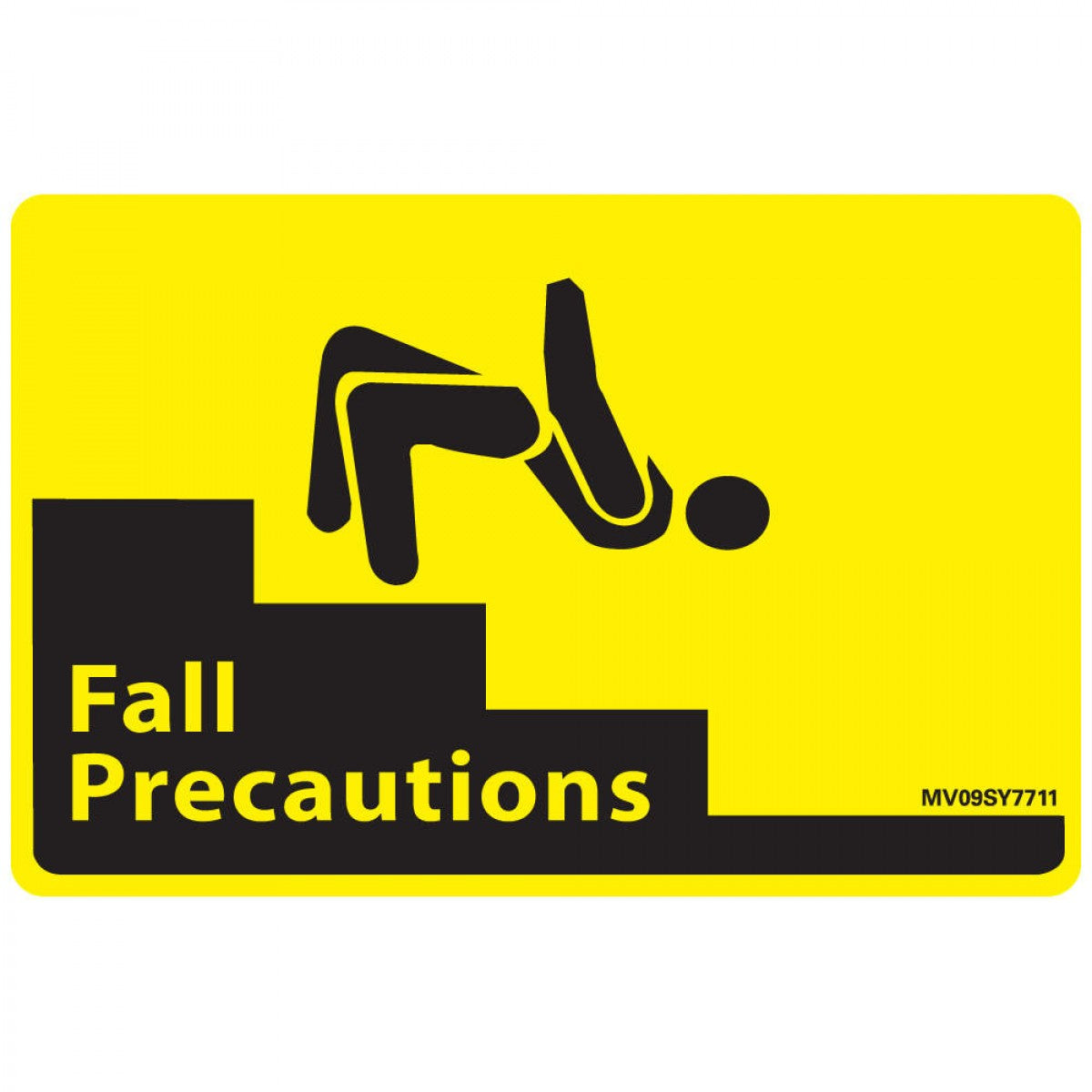 Label Paper Permanent Fall Precautions 1" Core 4" X 2 5/8" Yellow 375 ...