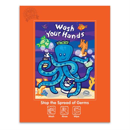 8.5"W x 11"H Octopus - Wash Your Hands — Grayline Medical