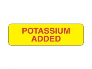 PDC Healthcare Permanent Paper Communication Labels - "Potassium Added ...