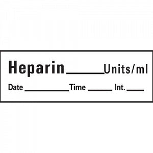 PDC Healthcare Chart Labels - White Heparin Label with Space for Units ...