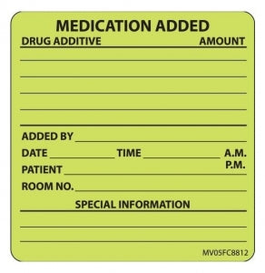 PDC Healthcare Medication Labels - "Medication Added" Paper Label, Cha ...