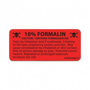PDC Healthcare Permanent Paper Label - 10% Formalin, Hazardous Label ...