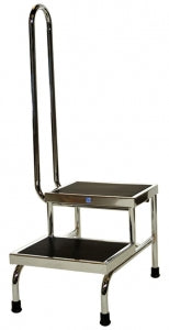 Pedigo Products Double Step Stools - Chrome Double Step Stool with Han ...