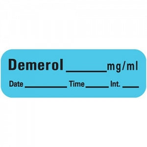 PDC Healthcare Chart Labels - Demerol Chart Label, 1-1/2" x 1/2", Blue ...