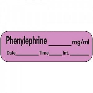 PDC Healthcare Chart Labels - Phenylephrine Chart Label, 1-1/2" x 1/2 ...