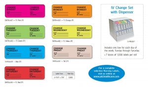 PDC Healthcare Paper Labels - "Change Monday" IV Label, Fluorescent Or ...