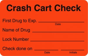 Centurion Centurion Crash Cart Check Labels - Fluorescent Red Crash Ca ...