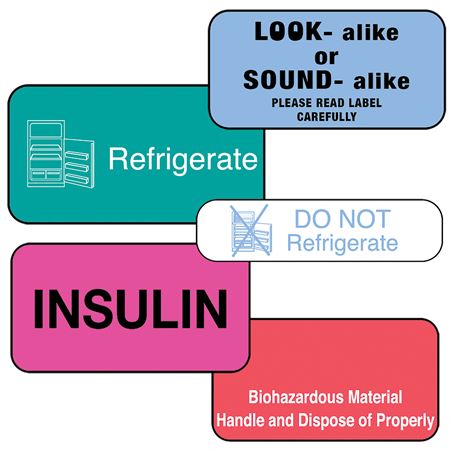 Pharmacy Communication Labels Insulin" - FL Pink - 1.625"W x 0.875"H ...