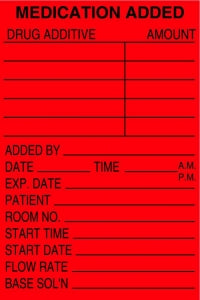 Centurion Centurion Nursing IV Bag Labels - Red Medication Added Drug ...