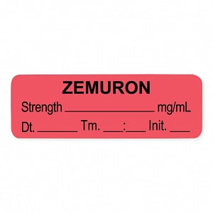 United Ad Label Co. Drug Tape / Labels - Zemuron Label, Strength (mg ...
