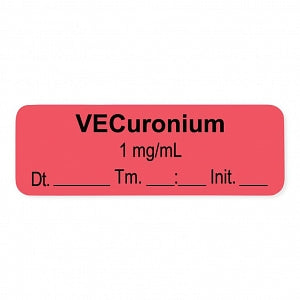 United Ad Label Co. Drug Tape / Labels - VECuronium Label, 1 mg / mL ...
