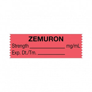 United Ad Label Co. Drug Tape / Labels - Zemuron Label Tape, Strength ...
