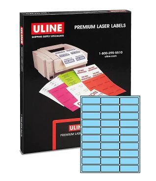 Uline Laser Printer Labels - Laser Labels, Pastel Blue, 2-5⁄8" x 1 ...