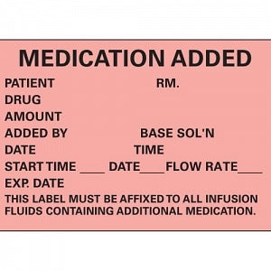 PDC Healthcare Medication Labels - "Medication Added" Label, Yellow, C ...