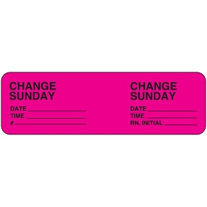 PDC Healthcare IV Set Labels - IV Set Label, Drug, Change Sunday, Pink ...