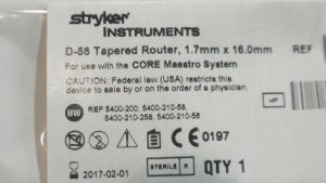 Stryker Router Instruments - Tapered Router, 1.7 mm x 16 mm, D-58 - 54 ...