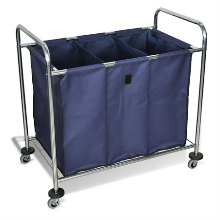 Steel and Canvas Bulk Linen Cart Three Compartment - Navy — Grayline ...