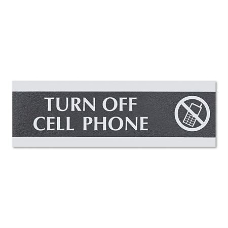 Centruy Series Office Signs 9"W x 3"H Turn Off Cell Phone — Grayline ...