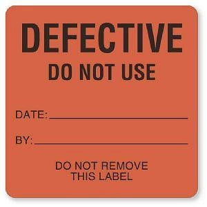 United Ad Label Co Defective Do Not Use Labels - "Defective Do Not Use ...