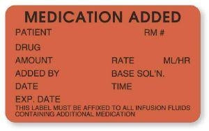 United Ad Label Co Medication Added Labels - "Medication Added" Label ...