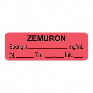 United Ad Label Co Anesthesia Labels - Zemuron Label, mg / mL, Date, T ...