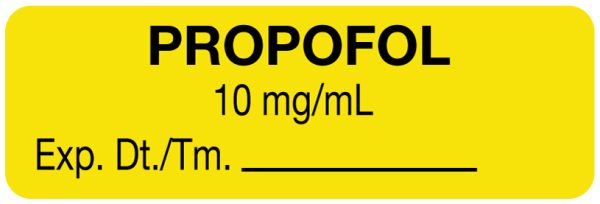 Medical Use Labels - Anesthesia Label, Propofol 10 mg/mL, 1-1/2" x 1/2 ...