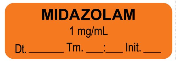 Medical Use Labels - Anesthesia Label, Midazolam 1 mg/mL Date Time Ini ...