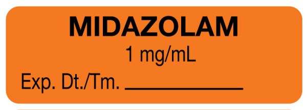 Medical Use Labels - Anesthesia Label, Midazolam 1 mg/mL, 1-1/2" x 1/2 ...