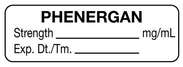 Medical Use Labels - Anesthesia Label, Phenergan mg/mL, 1-1/2" x 1/2 ...