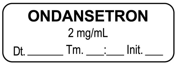 Medical Use Labels - Anesthesia Label, Ondansetron 2mg/mL Date Time In ...