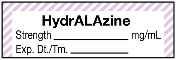 Medical Use Labels - Anesthesia Label, Hydralazine mg/mL, 1-1/2" x 1/2 ...