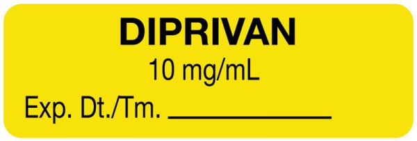 Medical Use Labels - Anesthesia Label, Diprivan 10 mg/mL, 1-1/2" x 1/2 ...