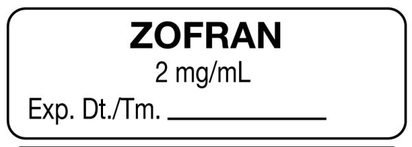 Medical Use Labels - Anesthesia Label, Zofran 2 mg/mL, 1-1/2" x 1/2 ...