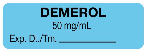 Medical Use Labels - Anesthesia Label, Demerol 50 mg/mL, 1-1/2" x 1/2 ...