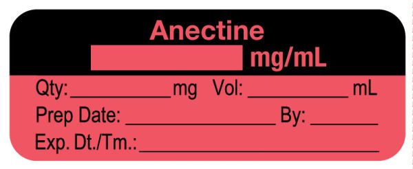 Medical Use Labels - Anesthesia Label, Anectine mg/mL, 2" x 3/4 ...