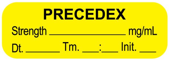 Medical Use Labels - Anesthesia Label, PRECEDEX mg/mL Date Time Initia ...