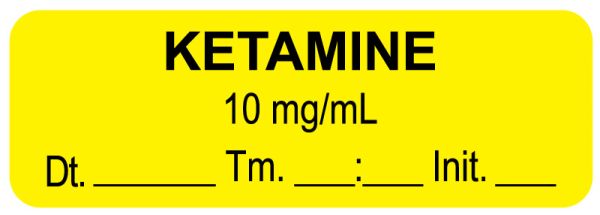 Medical Use Labels - Anesthesia Label, Ketamine 10mg/mL Date Time Init ...
