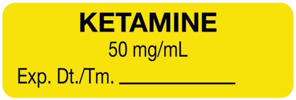 Medical Use Labels - Anesthesia Label, Ketamine 50 mg/mL, 1-1/2" x 1/2 ...