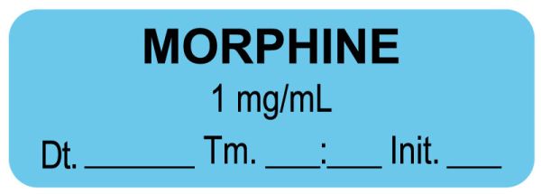 Medical Use Labels - Anesthesia Label, Morphine 1mg/mL Date Time Initi ...