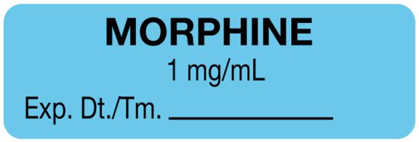 Medical Use Labels - Anesthesia Label, Morphine 1mg/mL, 1-1/2" x 1/2 ...