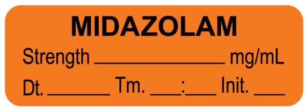 Medical Use Labels - Anesthesia Label, Midazolam mg/mL Date Time Initi ...