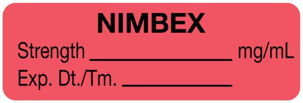 Medical Use Labels - Anesthesia Label, Nimbex mg/mL, 1-1/2" x 1/2 ...