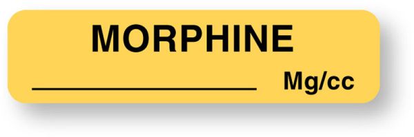 Medical Use Labels - Anesthesia Label, Morphine mg/mL, 1-1/4" x 5/16 ...