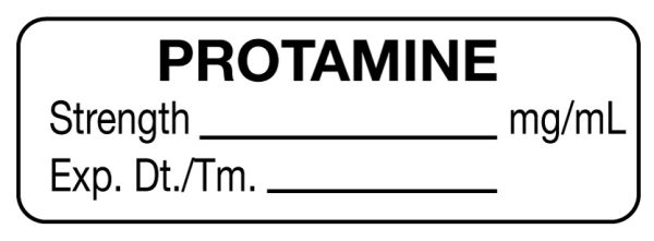 Medical Use Labels - Anesthesia Label, Protamine mg/mL, 1-1/2" x 1/2 ...