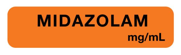 Medical Use Labels - Anesthesia Label, Midazolam mg/mL, 1-1/4" x 5/16 ...